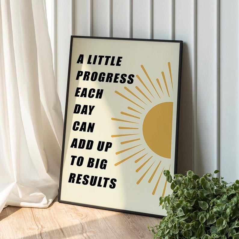Progress Inspirational Quote Poster, Retro Decor Poster, Poster Gift ...