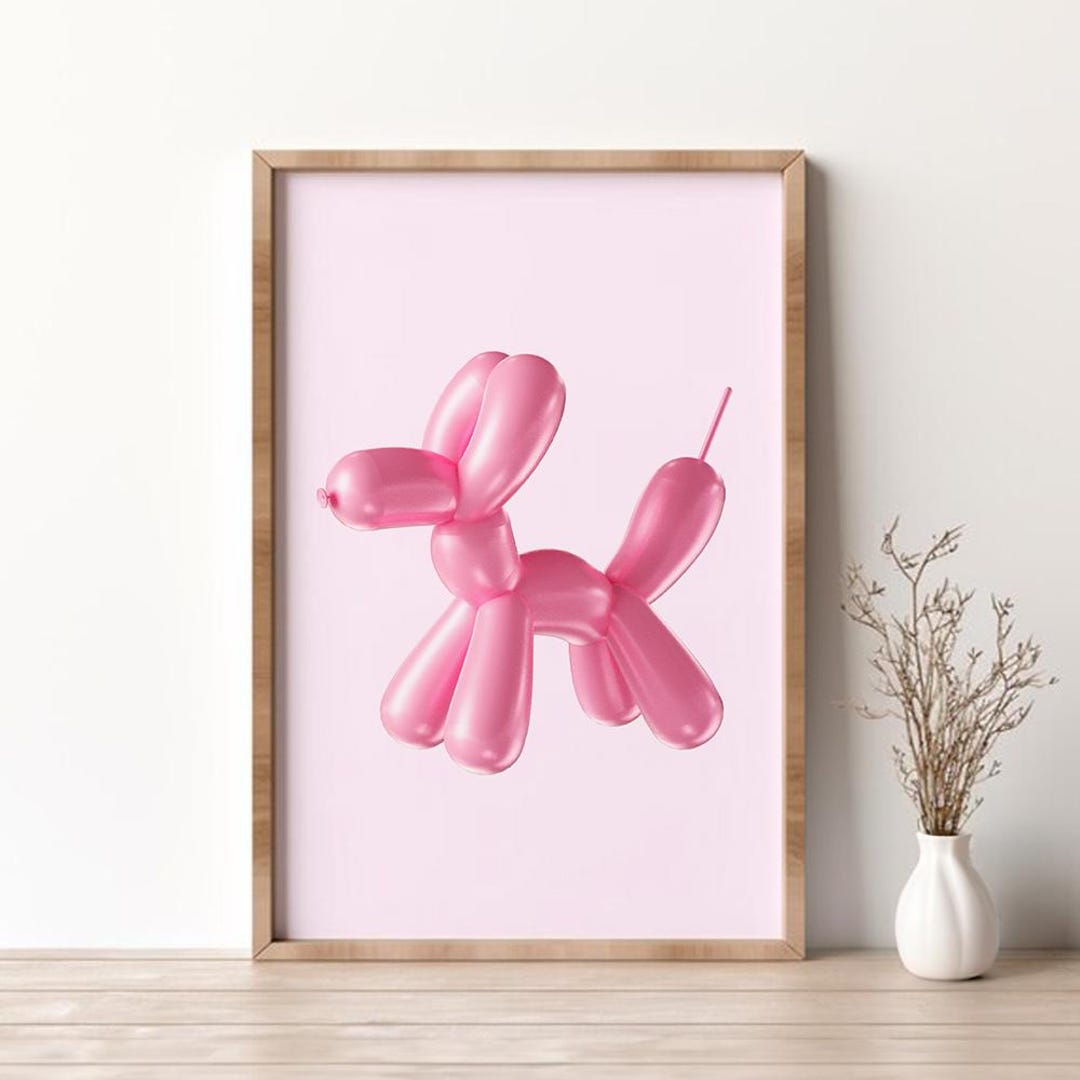 Pink Balloon Dog Poster, Modern Wall Art, Retro Decor Poster, Poster ...