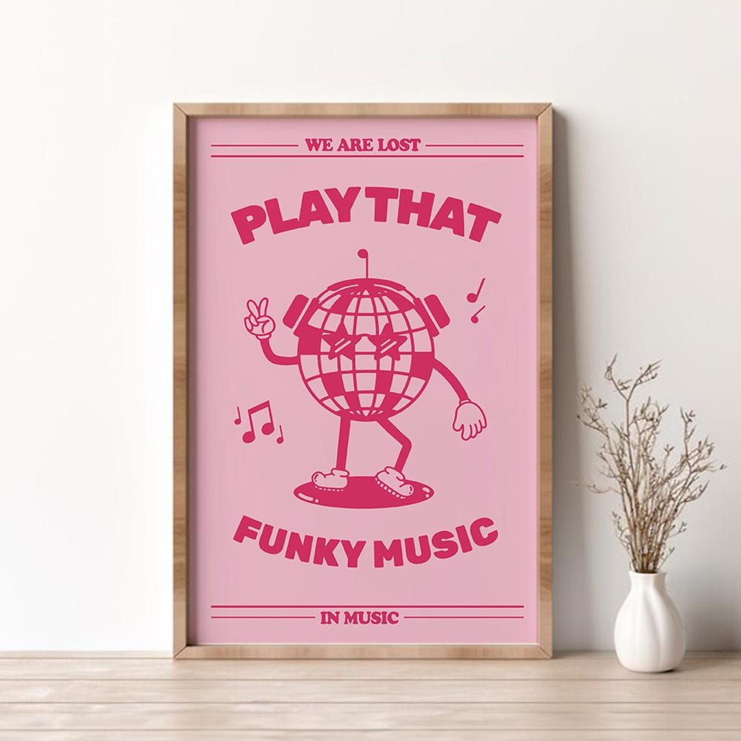 Play That Funky Music Disco Ball Aestethic Poster, Retro Cartoon Poster ...