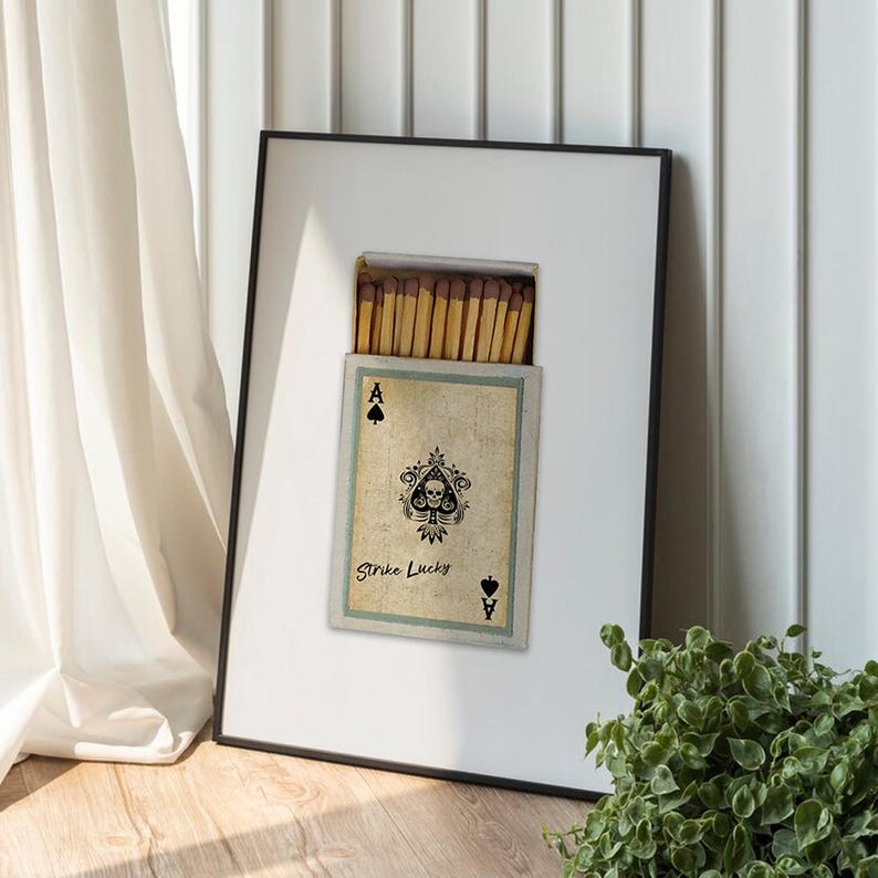 Lucky Ace of Spades Matchbox Poster, Vintage Playing Card Poster ...