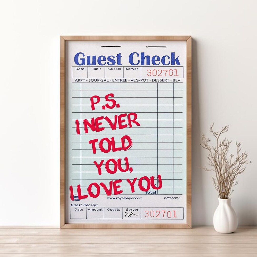 GUEST CHECK I Never Told You I Love You Poster, Retro Decor Poster ...