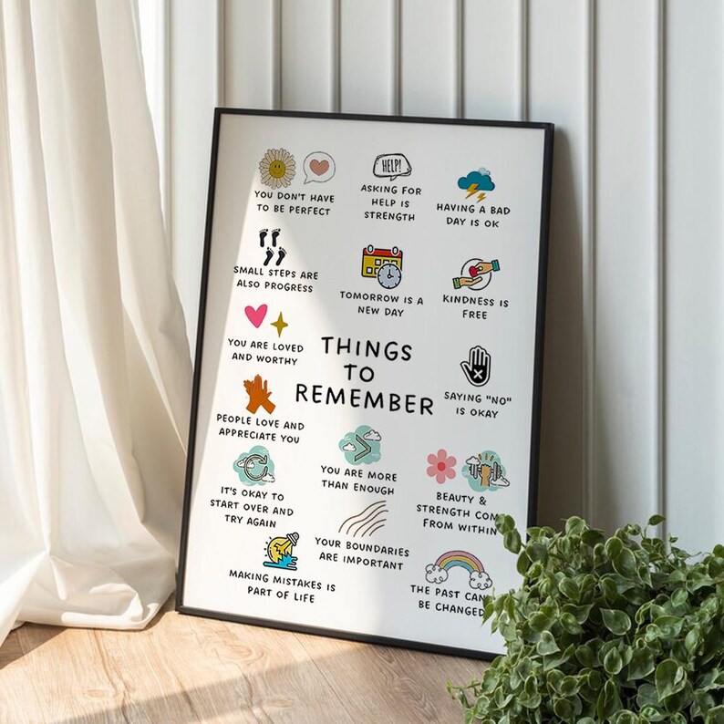 Things to Remember Poster, Therapy Counseling Poster, Retro Decor ...