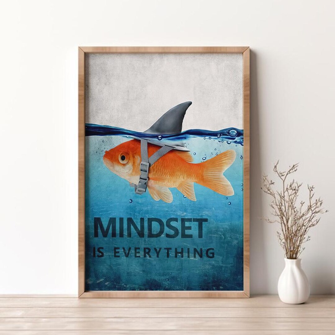 Mindset is Everything Goldfish Quote Retro Poster, Retro Decor Poster ...