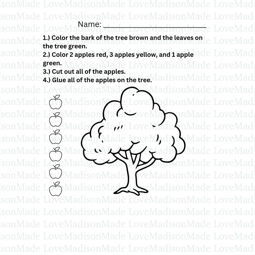 Children's Worksheet: Colors, Counting, Cutting, and Pasting Follow ...