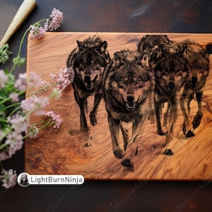 Wolf Pack Running Scene Gray Wolf Wildlife Animal Nature Laser File ...