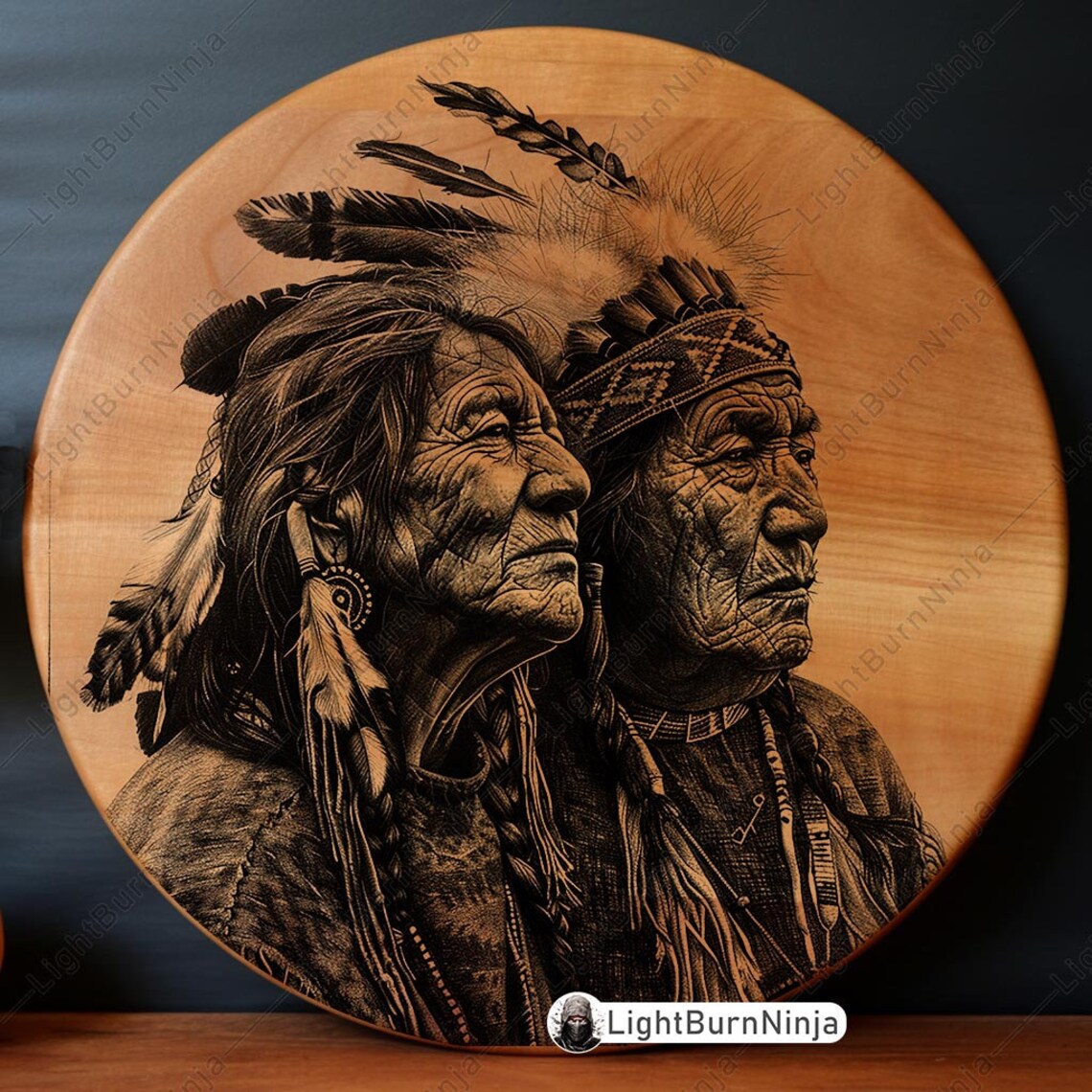 Old Native American Couple Tribal Indian Shaman Navajo Chief Laser File ...