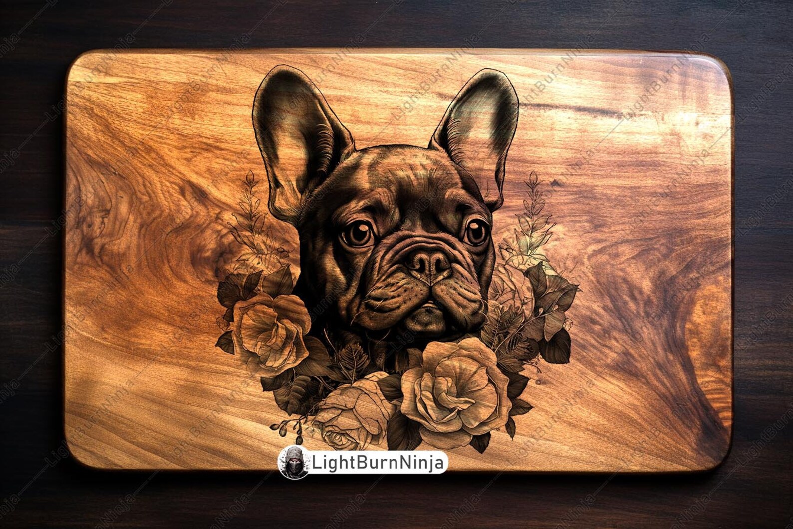 French Bulldog Floral PNG Bundle, Frenchie Dog Portrait Laser Engraving ...