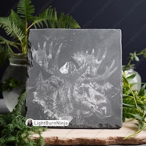 Moose Head Animal Mountain Landscape Elk Wapiti Forest Trees Laser File ...