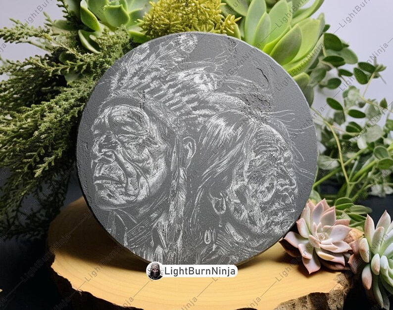 Old Native American Couple Tribal Indian Shaman Navajo Chief Laser File ...