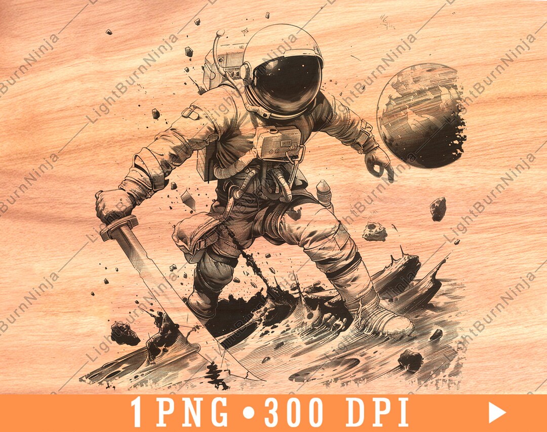 Astronaut Sword Moon Lunar Spaceman Outer Space Cosmic Travel Laser ...