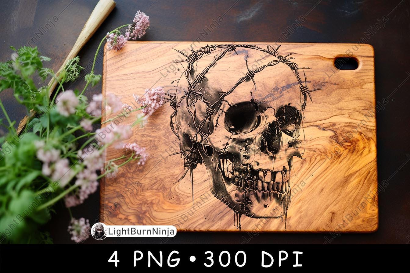 Barbed Wire Crown Skull Skeleton Head Creepy Death Horror Art Laser ...