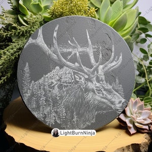Elk Head Mountain Scene Wild Large Deer Bull Wapiti Forest Laser File ...