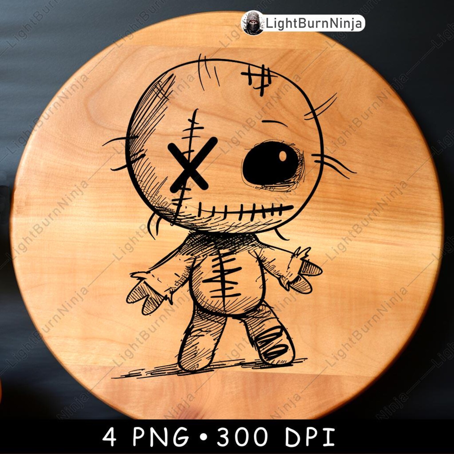 Voodoo Doll X Mark Eyepatch Ragdoll Handmade Stitched Toy Art Laser ...