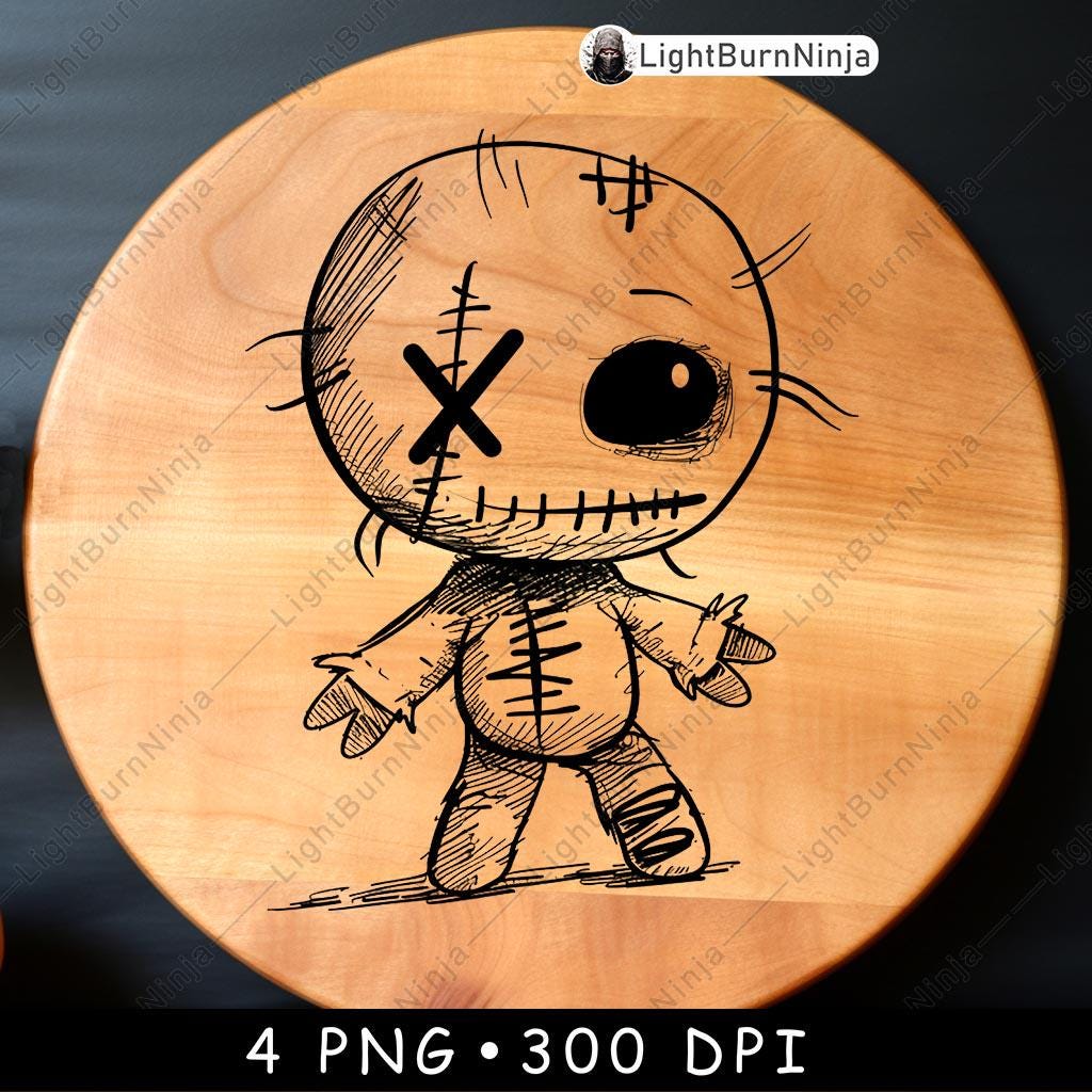 Voodoo Doll X Mark Eyepatch Ragdoll Handmade Stitched Toy Art Laser ...