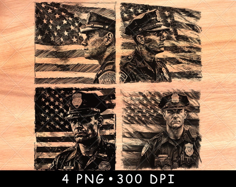 Police Officer American Flag Cop Law Enforcer Sheriff Chief Laser File ...