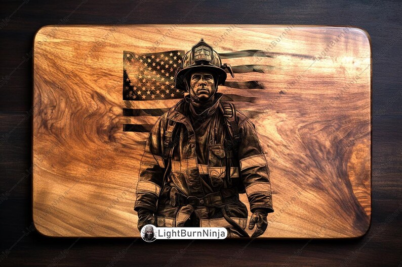 American Fireman Firefighter Flag Rescue Responder Crew Duty Laser File ...