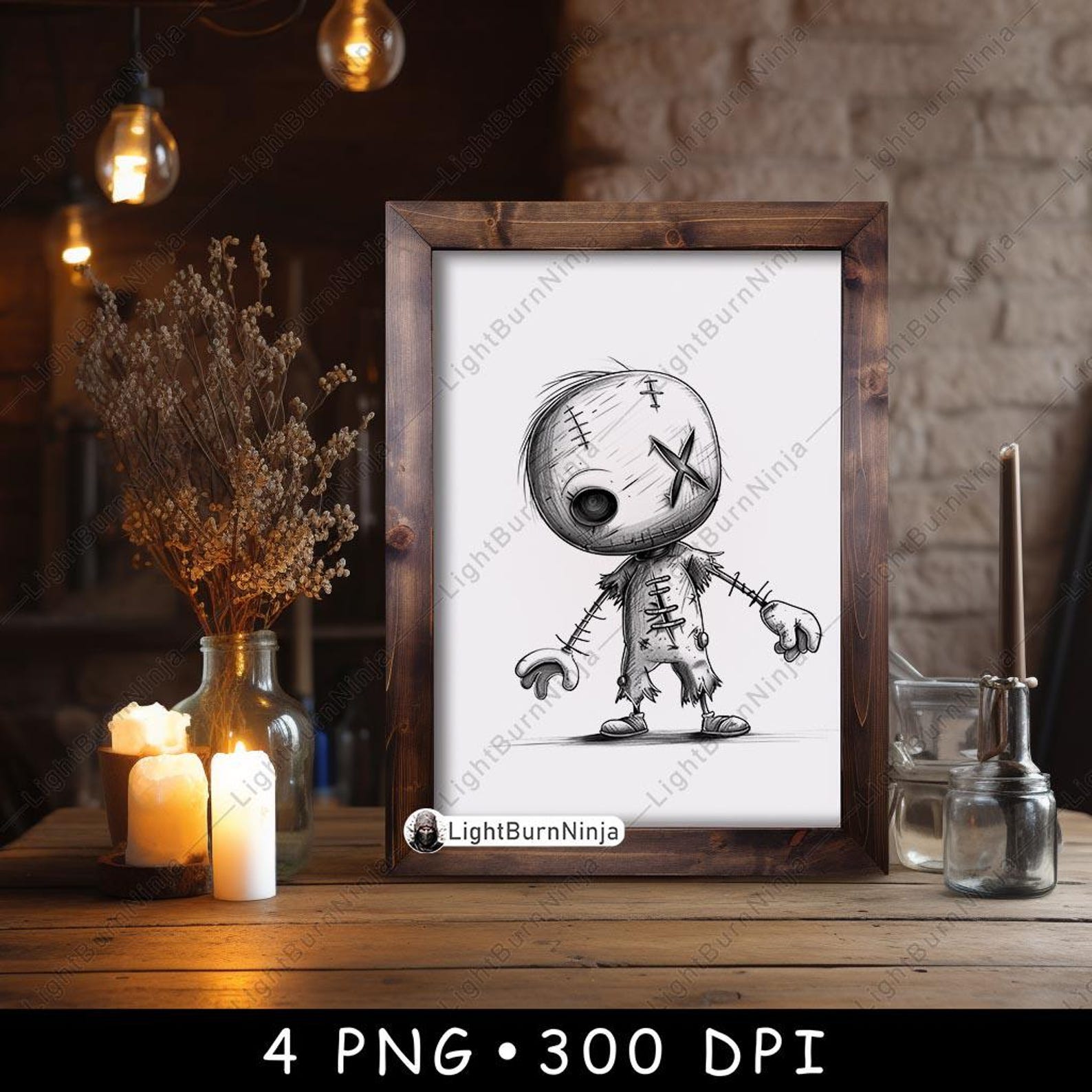 Voodoo Doll X Mark Eyepatch Ragdoll Handmade Stitched Toy Art Laser ...