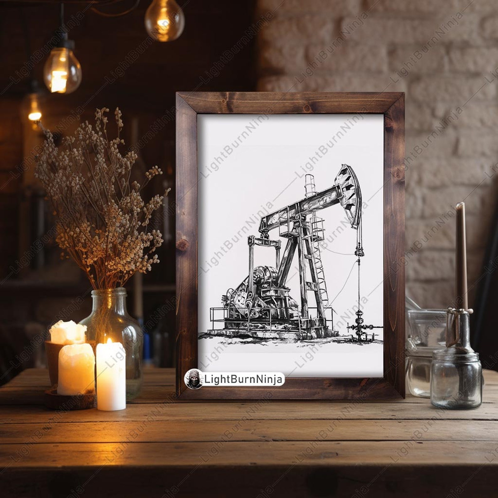 Crude Oil Pumpjack Rig Oilfield Diesel Fuel Petroleum Factory Laser ...