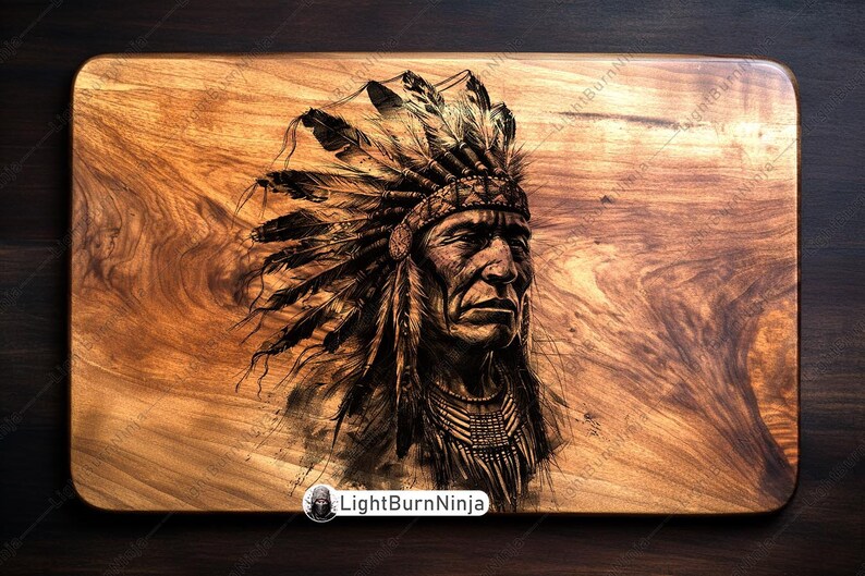 Native Warrior PNG for Laser Engraving | Tribal Chief Headdress Clipart ...
