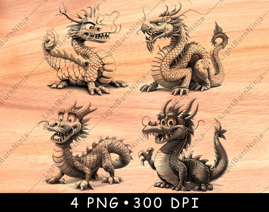 Cartoon Chinese Dragon Mythical Creature Legend Fire Serpent Laser File ...