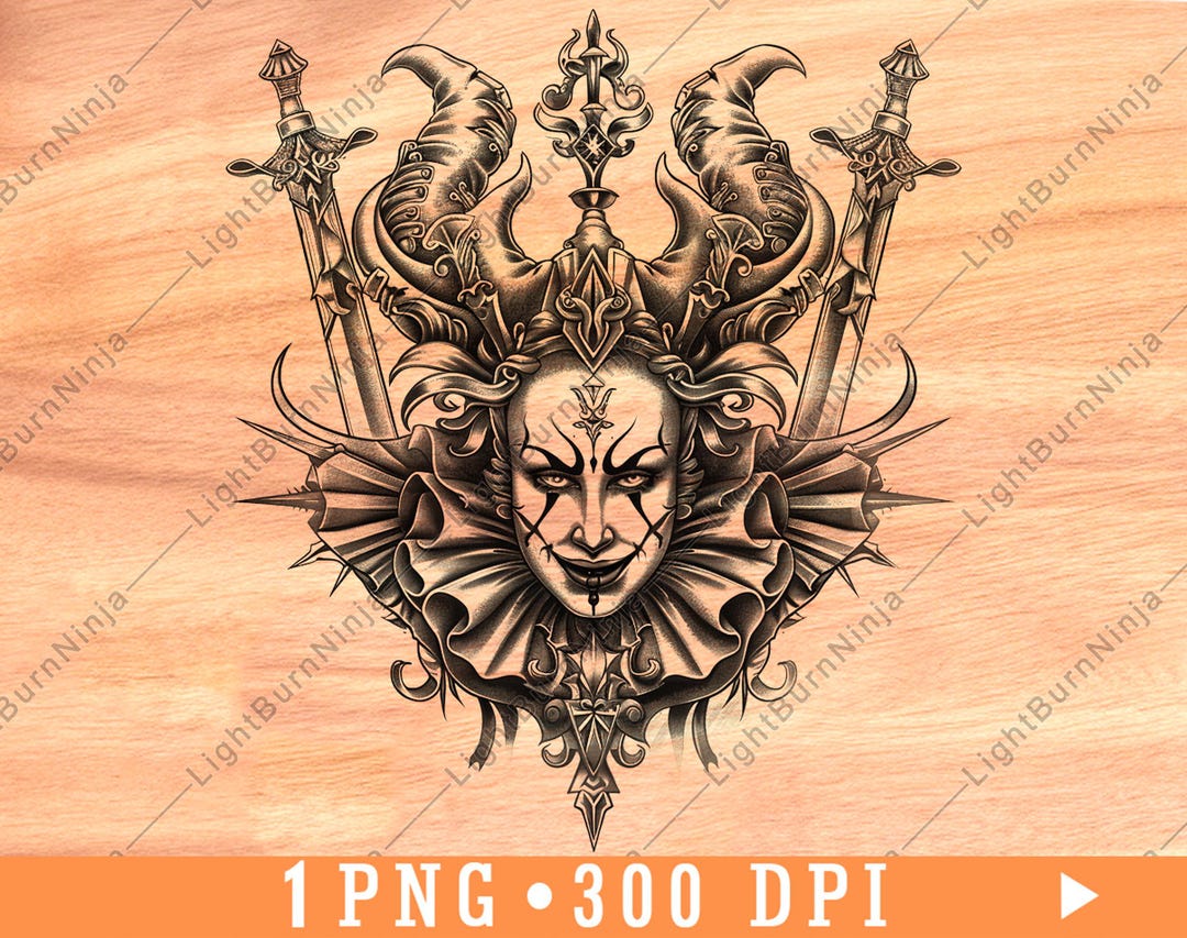 Evil Jester Dagger Creepy Clown Wicked Villain Fantasy Demon Laser File ...