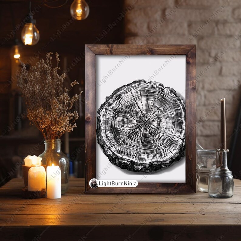 Tree Slice Slab Circular Wood Cutout Piece Timber Log Disc Laser File ...