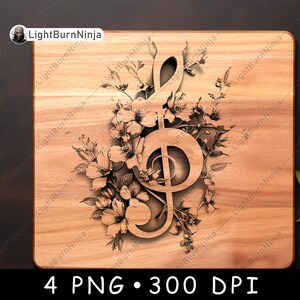 Cherry Blossoms Musical Note Treble G Clef Flowers Petals Art Laser ...