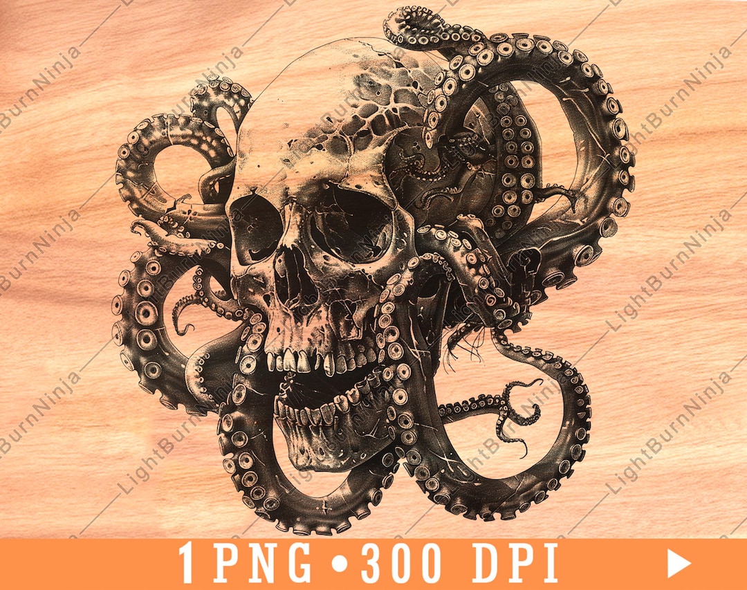 Octopus Tentacles Skull Skeleton Aquatic Sea Kraken Gothic Laser File ...