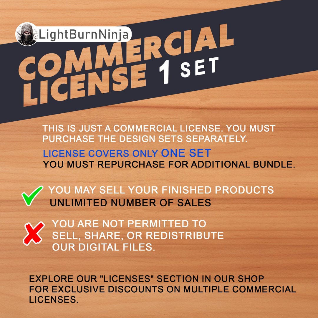 ONE - Commercial License for 1 Set - Etsy