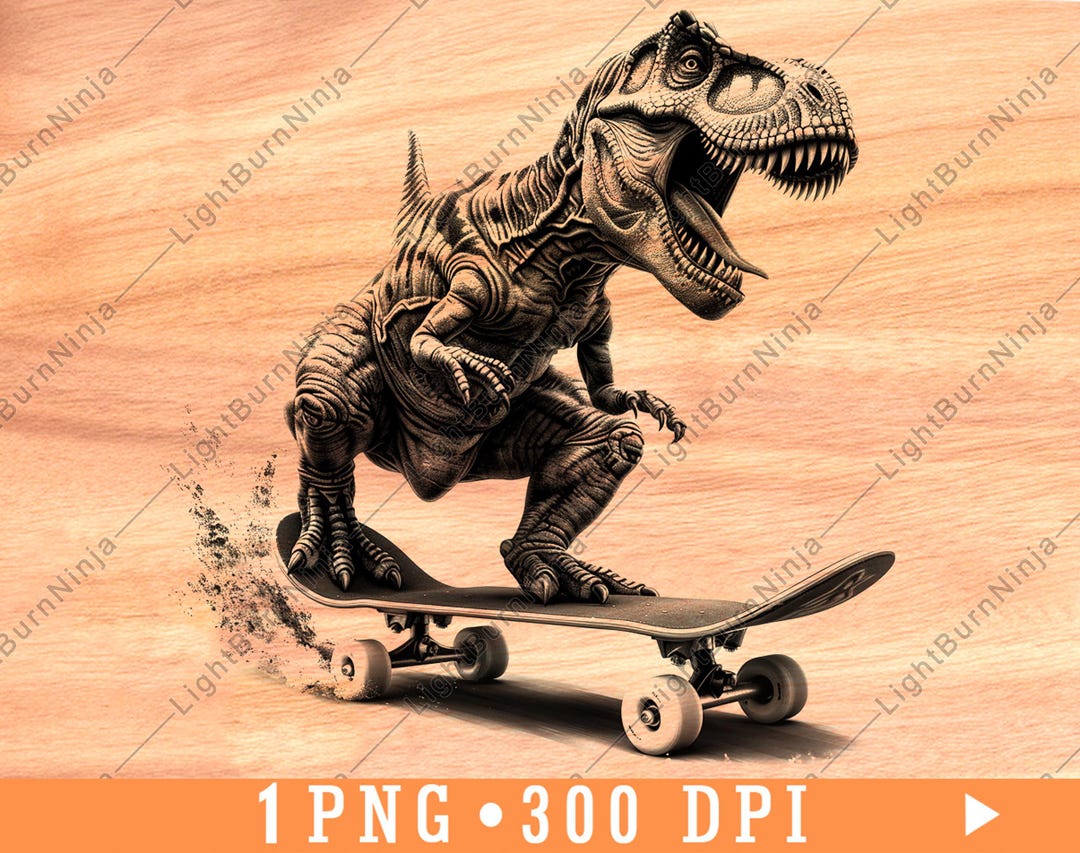 T-rex Skateboard Ride Dinosaur Prehistoric Fun Jungle Animal Laser File ...