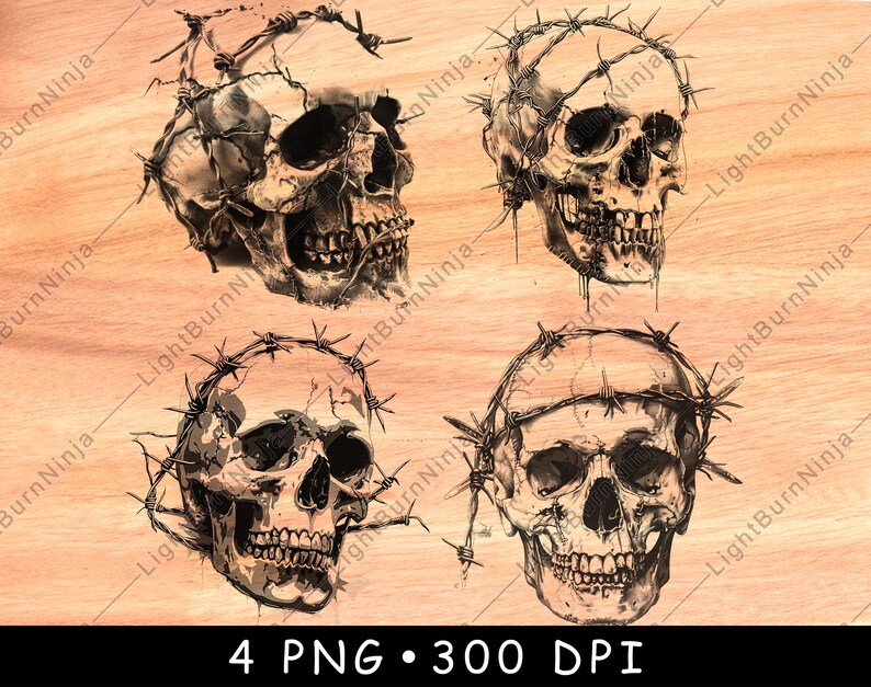 Barbed Wire Crown Skull Skeleton Head Creepy Death Horror Art Laser ...