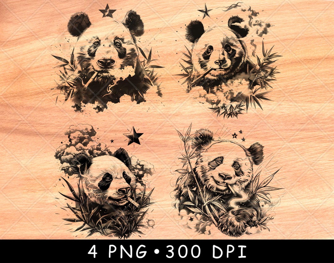 Bamboo Panda Smoking Wildlife Nature Animal Star Bad Boy Art Laser File ...