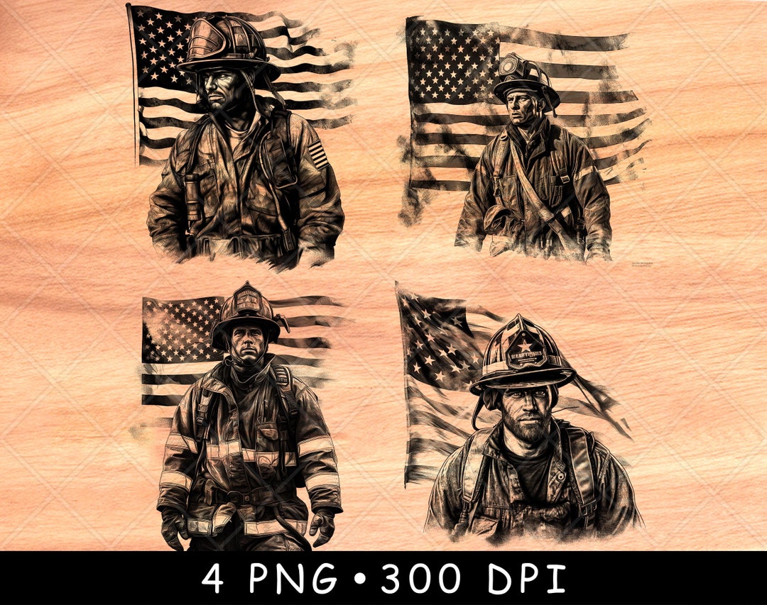 American Fireman Firefighter Flag Rescue Responder Crew Duty Laser File ...