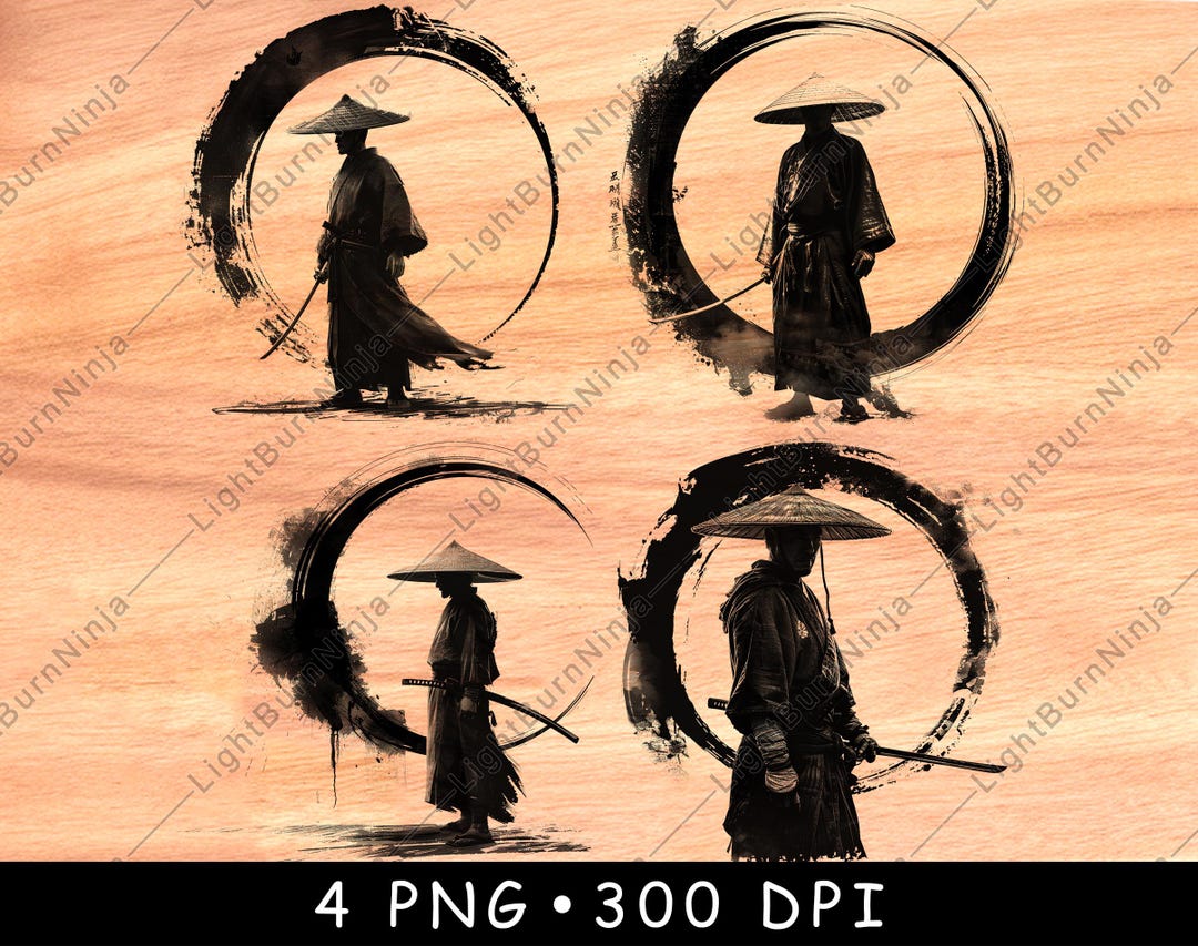 Japanese Circle Asian Samurai Warrior Katana Traditional Art Laser File ...