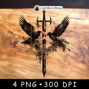 Runen Symbol Schwert Rabe Altnordische Mythos Gothic Symbol Kunst Laser ...