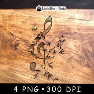 Cherry Blossoms Musical Note Treble G Clef Flowers Petals Art Laser ...