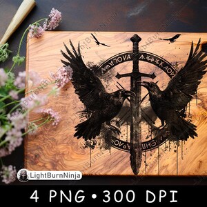 Runen Symbol Schwert Rabe Altnordische Mythos Gothic Symbol Kunst Laser ...