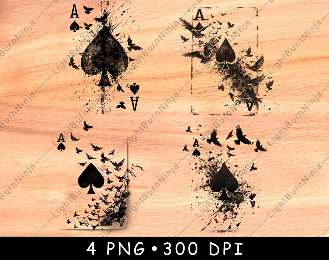 Ace of Spades Birds Flock Flying Play Card Game Lucky Stakes Laser File ...