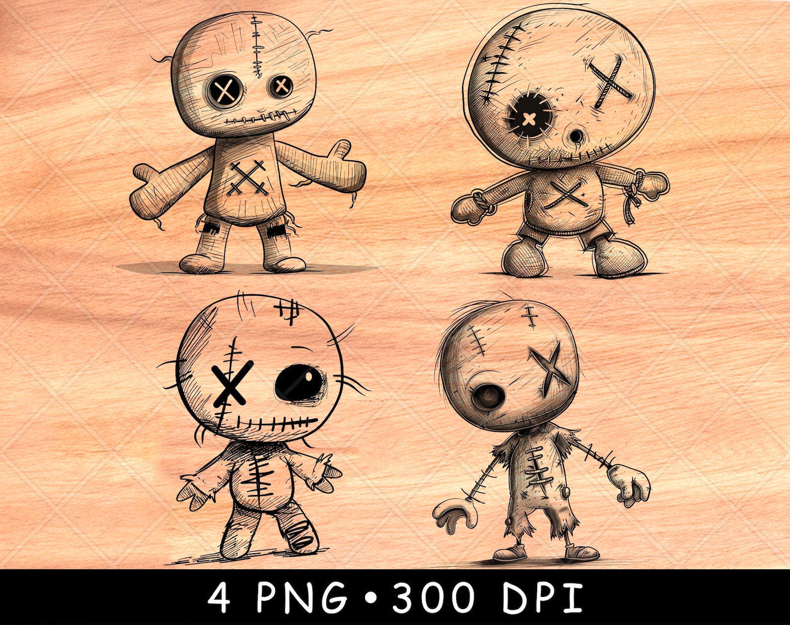 Voodoo Doll X Mark Eyepatch Ragdoll Handmade Stitched Toy Art Laser ...