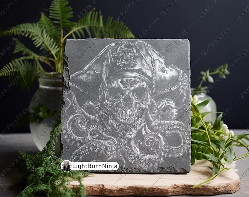 Pirate Skull Davy Ocean Captain Jones Caribbean Octopus Laser File Burn ...