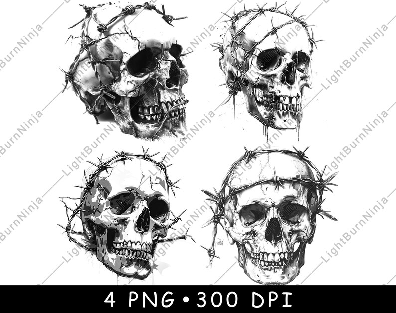 Barbed Wire Crown Skull Skeleton Head Creepy Death Horror Art Laser ...