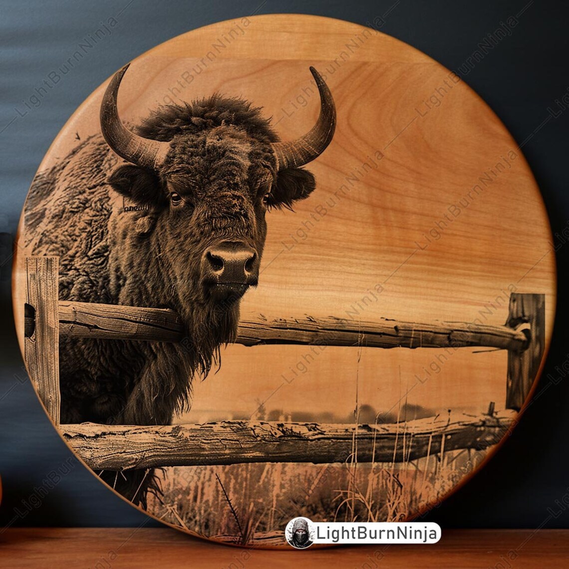 Bull Bison Buffalo Rustic Farm Cattle Fence Ranch Wild Animal Laser ...