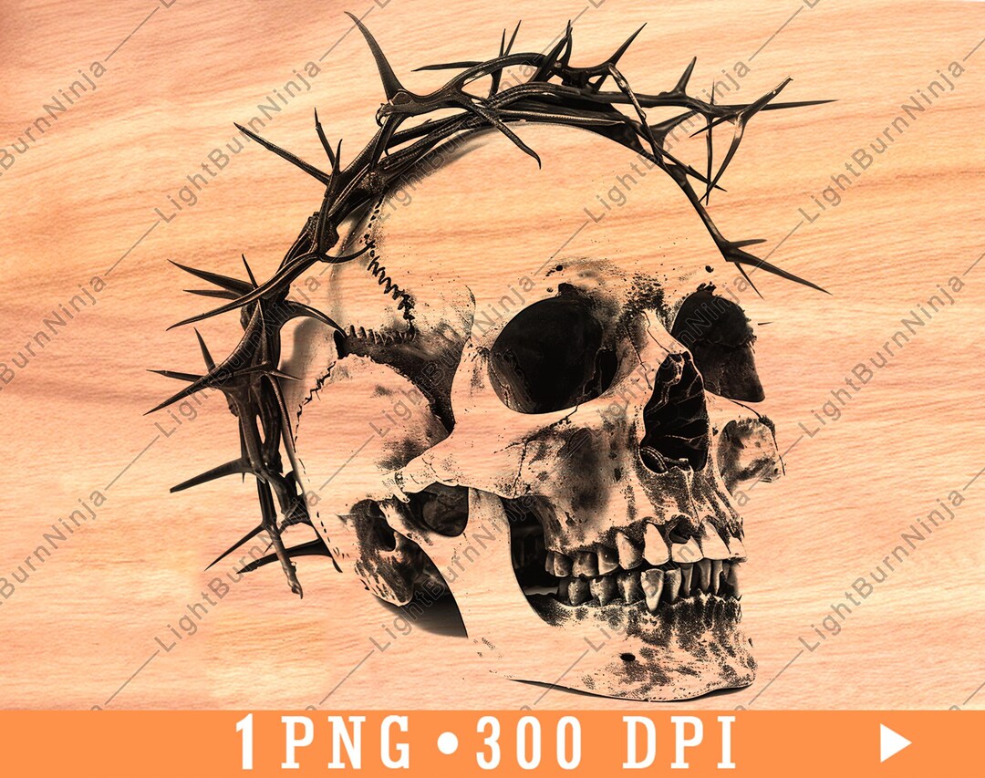 Barbed Wire Crown Skull Skeleton Head Creepy Haunted Horror Laser File ...