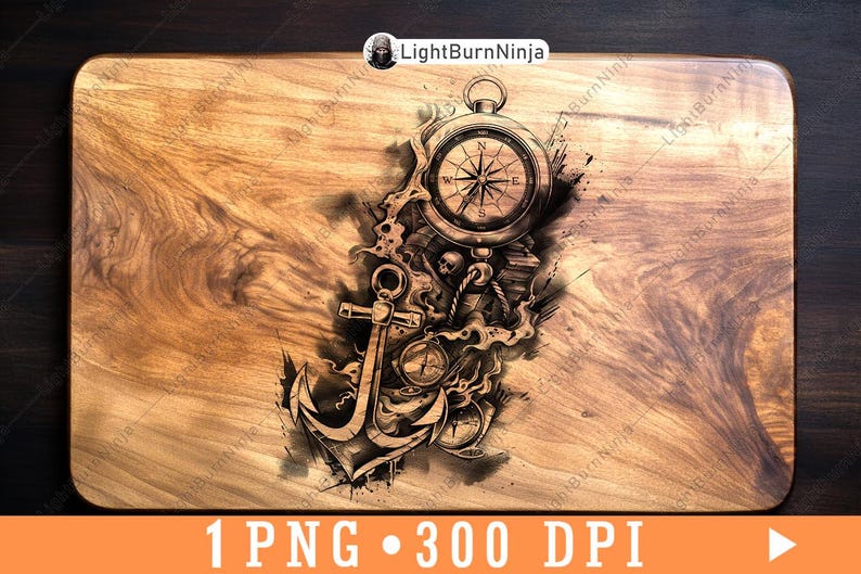 Compass Anchor Ship Sailor Ocean Waves Nautical Maritime Art Laser File ...