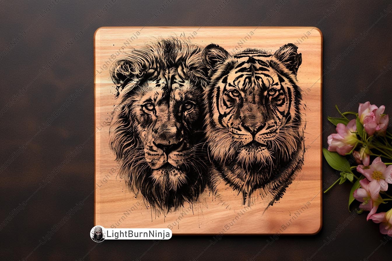 Lion and Tiger Wild Animals Predators Wildlife Portrait King Laser File ...
