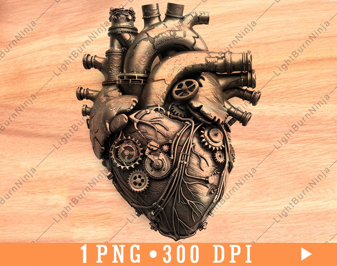 Steampunk Heart Cog Gear Pipe Mechanical Metal Machine Sci-fi Laser ...