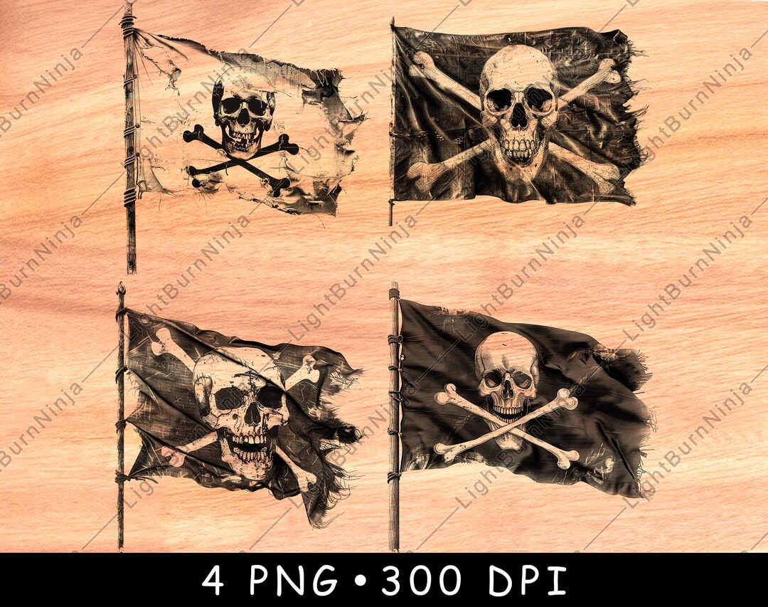 Pirate Flag Old Skull Crossbones Captain Dark Tattered Banner Laser ...
