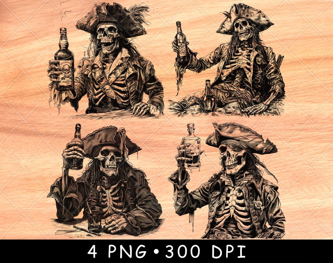 Skeleton Pirate Liquor Bottle Drunk Buccaneer Dead Blackbeard Laser ...