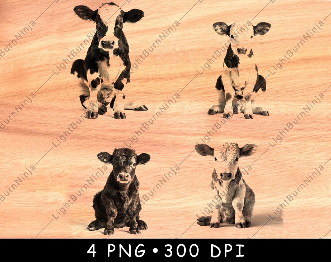 Cow Calf PNG Bundle, Farm Animal Laser Engraving Design, Highland Cow ...