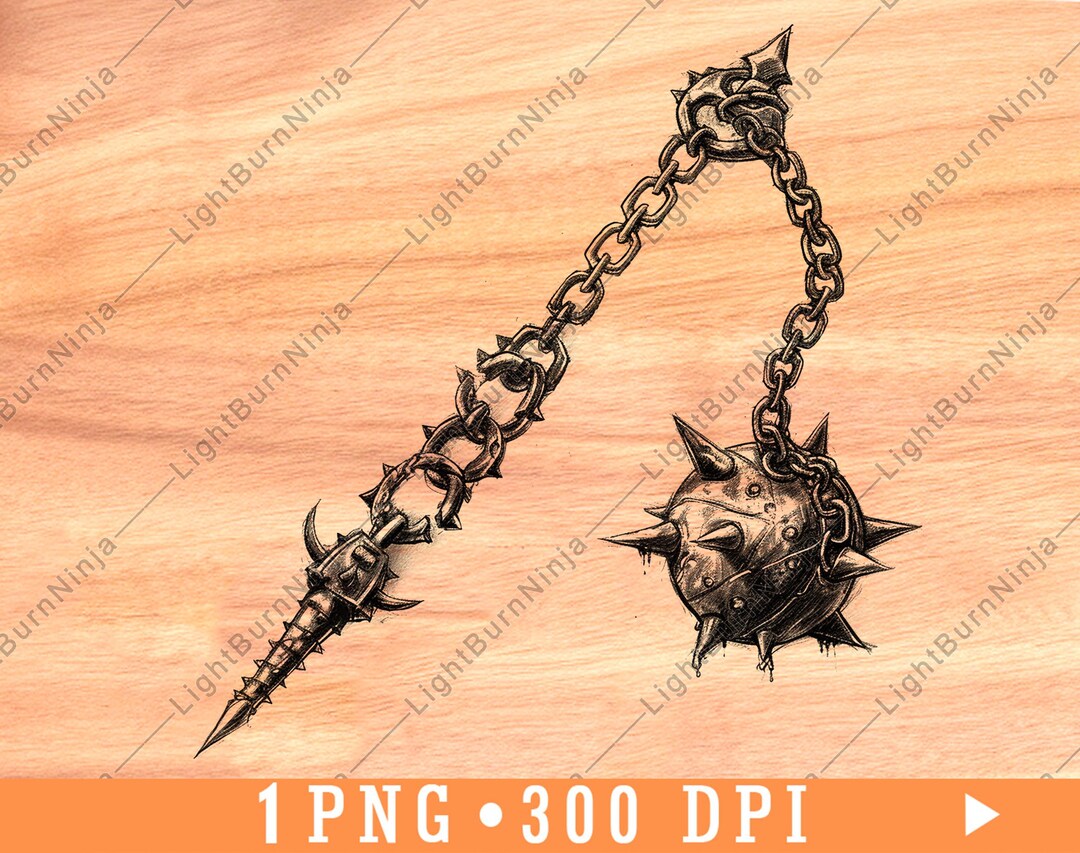 Flail Spiky Metal Ball Medieval Combat Weapon Metal Chain Art Laser ...